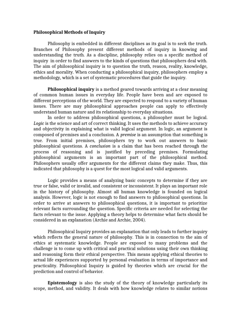 Philosophical Inquiry Methods Explained | PDF | Logic | Philosophical ...