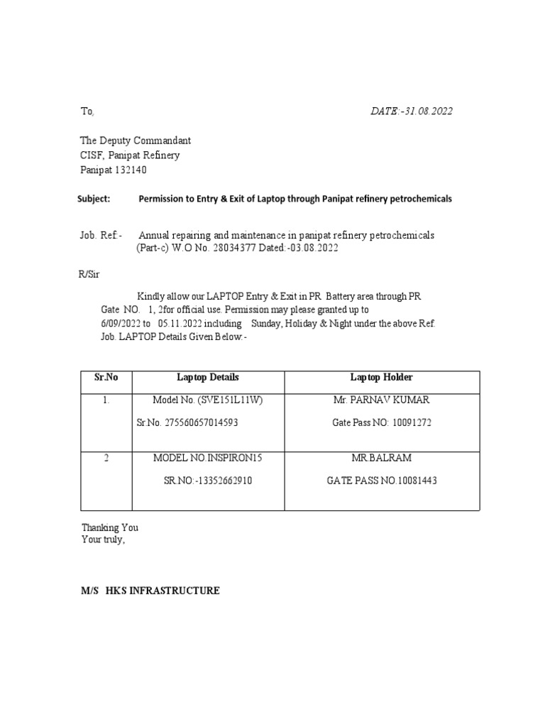 LAPTOP Permission | PDF