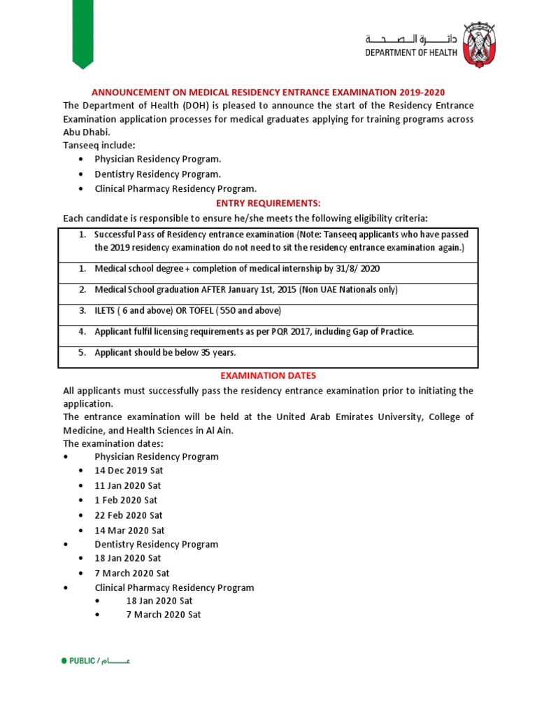 Medical Residency Entrance Examination | PDF | Residency (Medicine ...