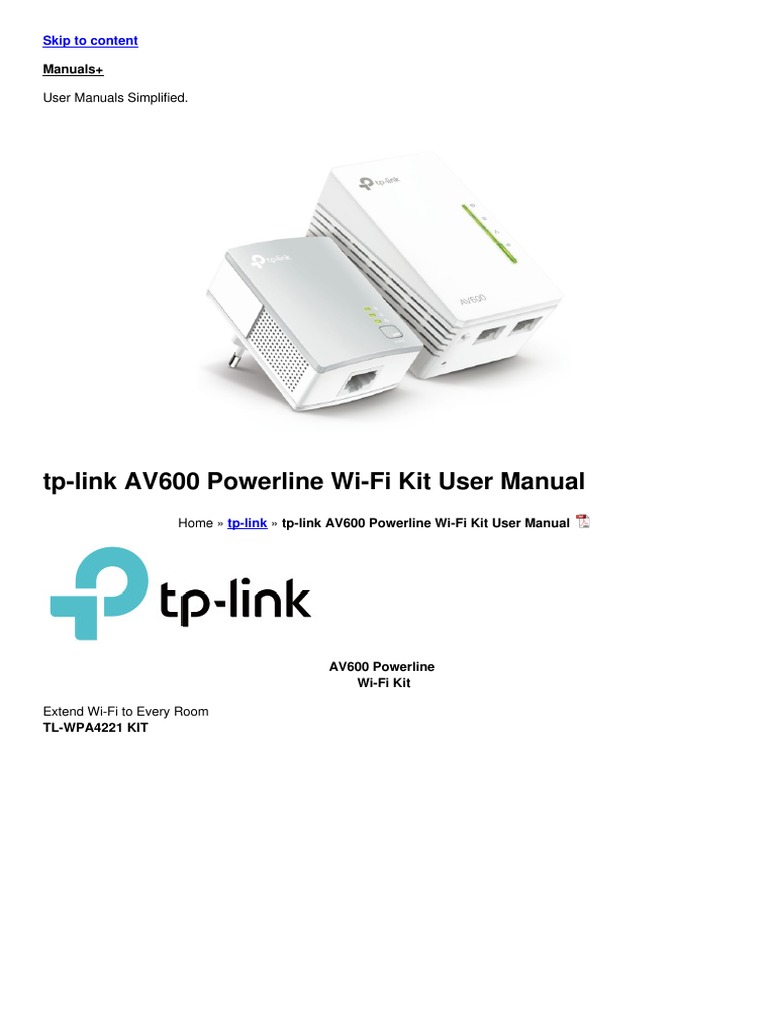 Av600 Powerline Wi Fi Kit Manual | PDF | Wi Fi | Computer Network