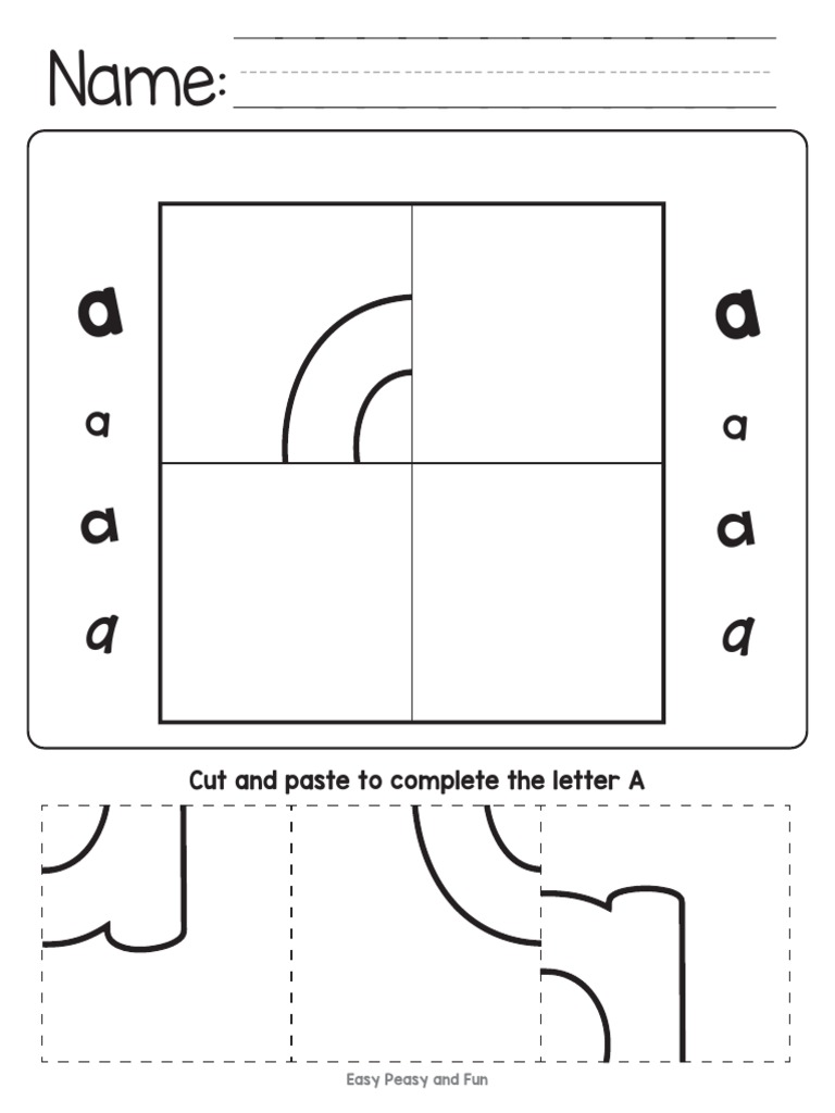 Cut and Paste Build A Letter A Worksheets | PDF