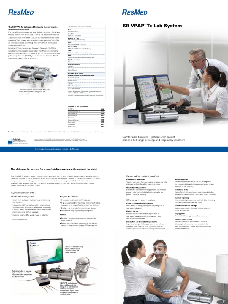1018917r1 s9-Vpap-TX Broch Anz Eng | PDF | Clinical Medicine