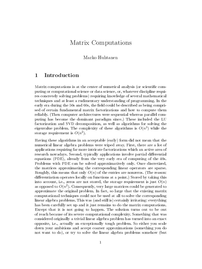 Matrix Computations, Marko Huhtanen | PDF | Matrix (Mathematics ... Matrix Computations, Marko Huhtanen | PDF | Matrix (Mathematics ...