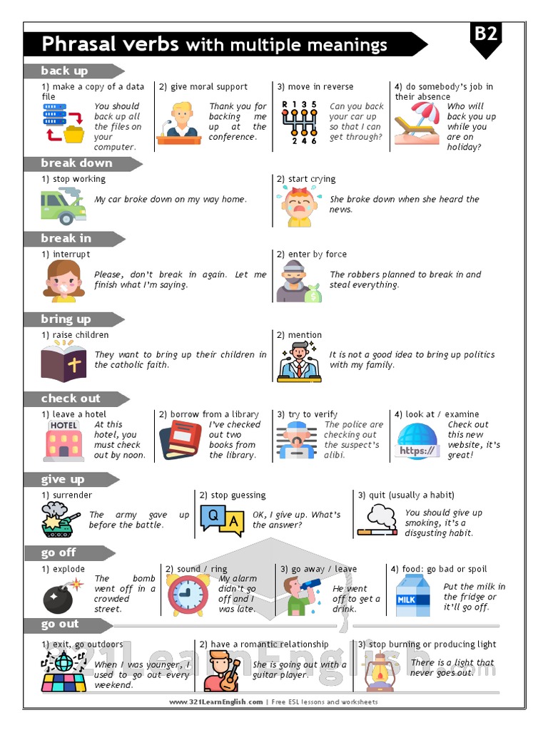 Phrasal Verbs With Multiple Meanings Intermediate b2 321LearnEnglish ...