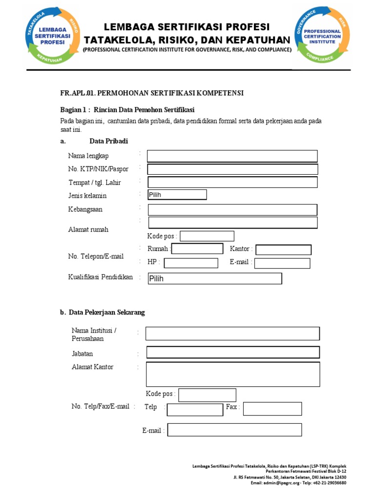 Formulir Pengisian Pendaftaran Asesi | PDF