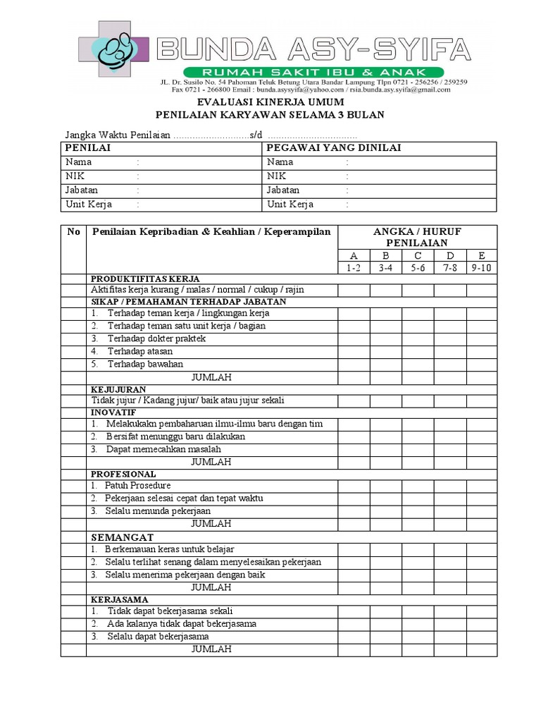Formulir Evaluasi Kinerja Karyawan | PDF
