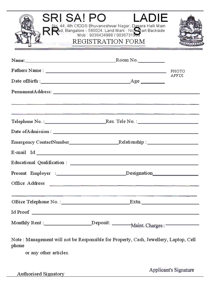 PG Rent Template | PDF