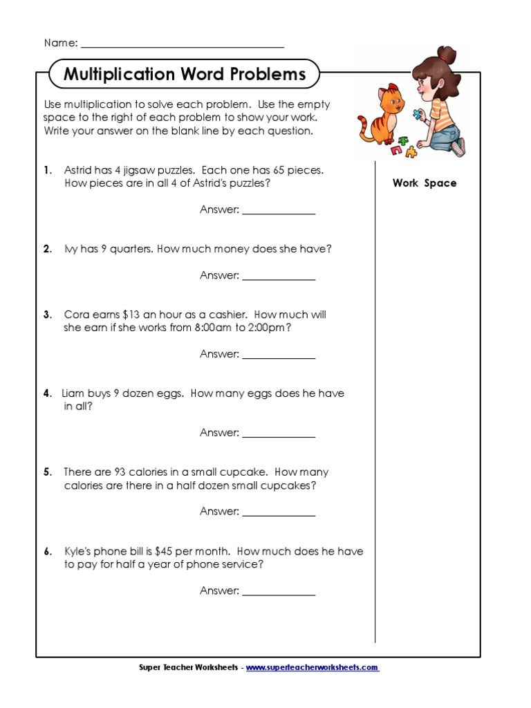 Mulitplication Word Problems Worksheet 3 | PDF