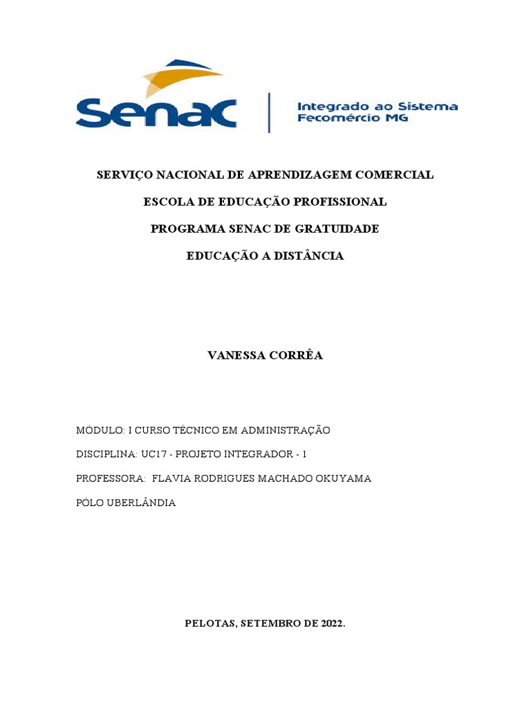 TAD SENAC Projeto Integrador I | PDF | Economias | Business