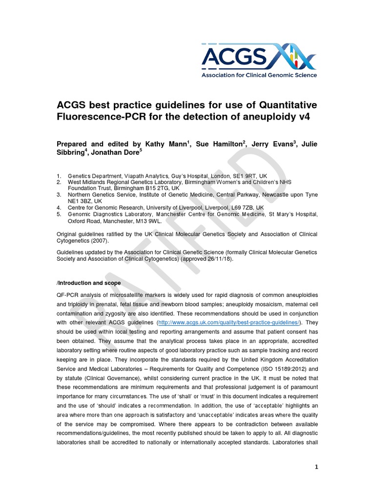 QF-PCR Best Practice Guidelines | PDF | Polymerase Chain Reaction ...