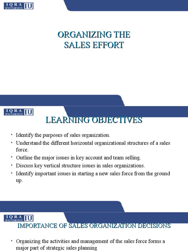 Chap 3 - Organising The Sales Effort | PDF | Sales | Outsourcing