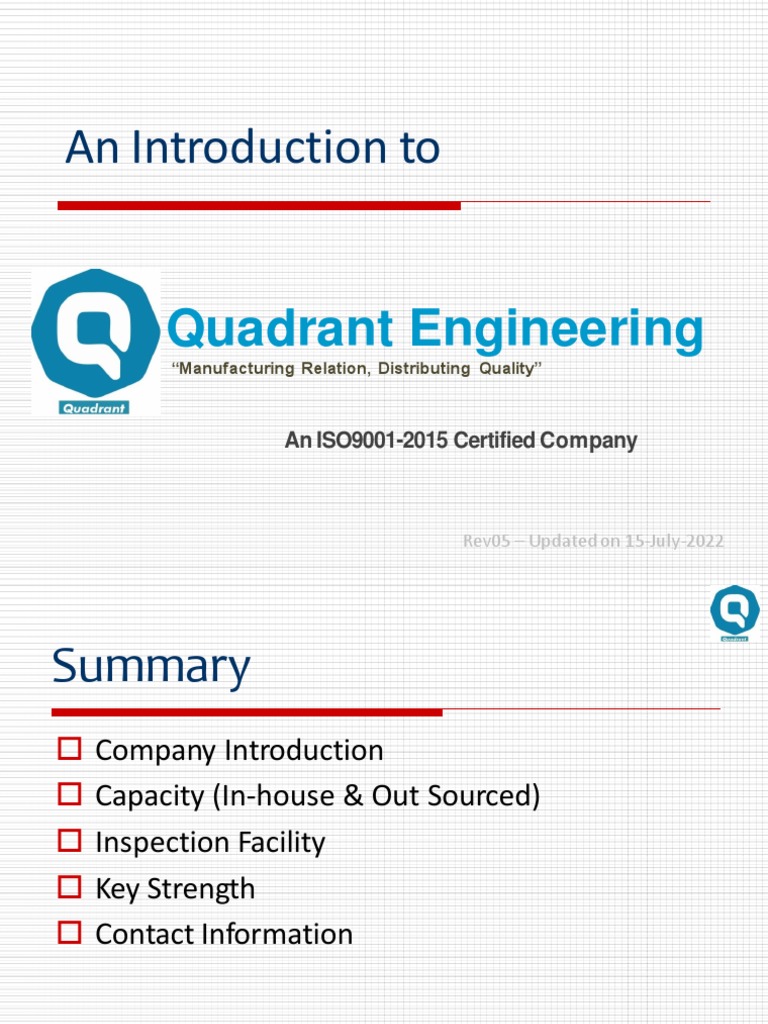 Company Introduction - Quadrant Engineering | PDF | Pipe (Fluid ...