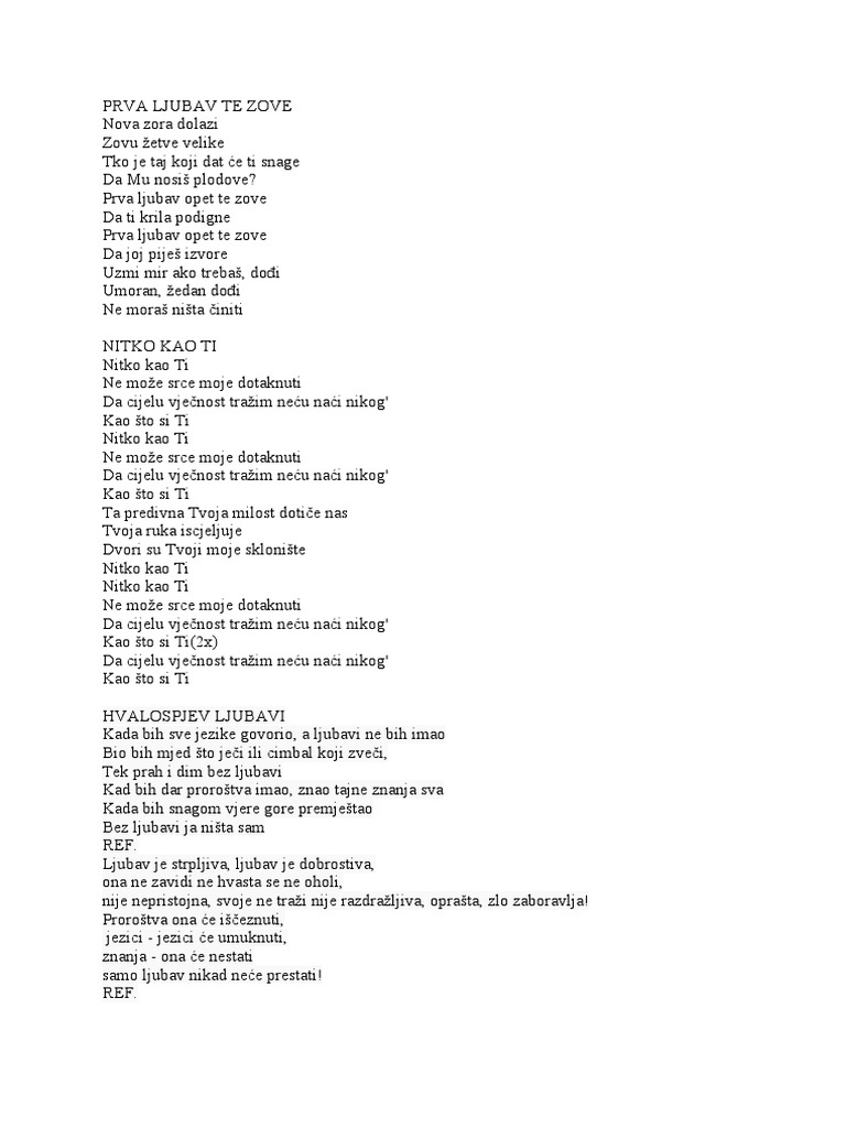 Pjesme Za Isprintati Part 2 | PDF