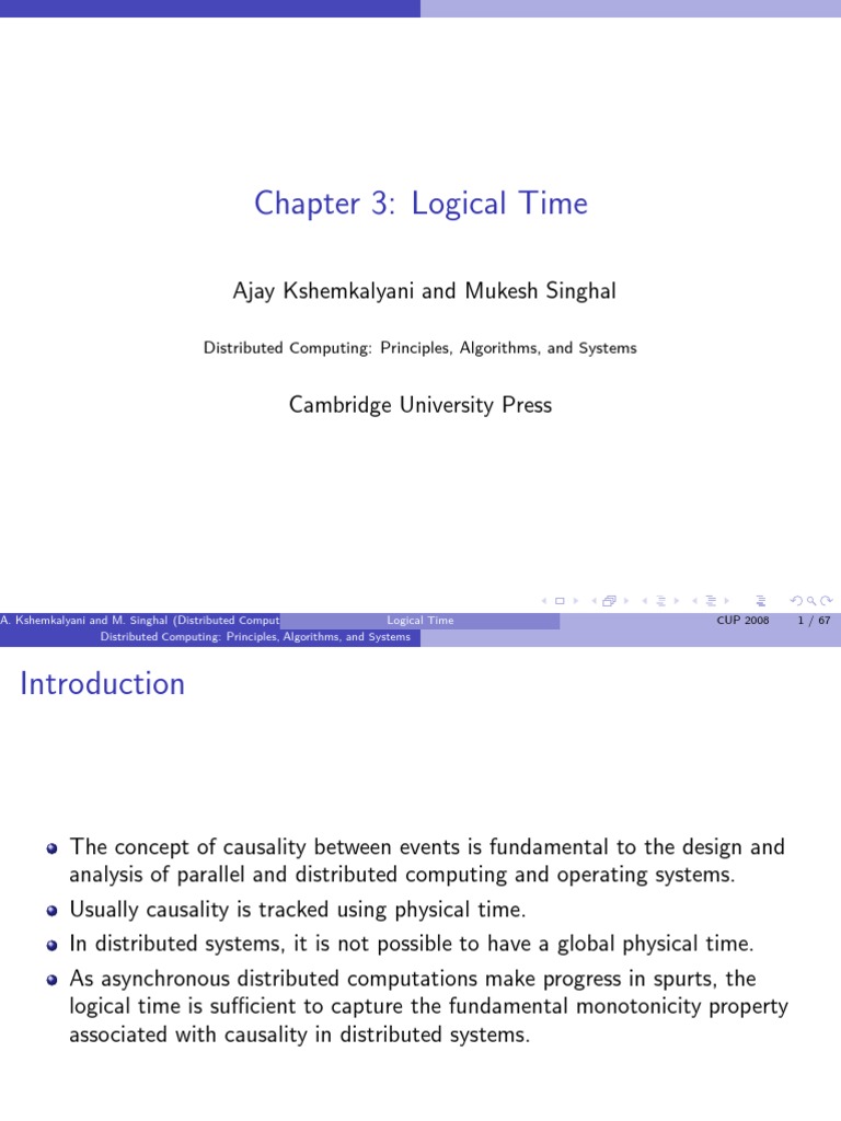 Chapter 3: Logical Time: Ajay Kshemkalyani and Mukesh Singhal | PDF | Distributed Computing ...