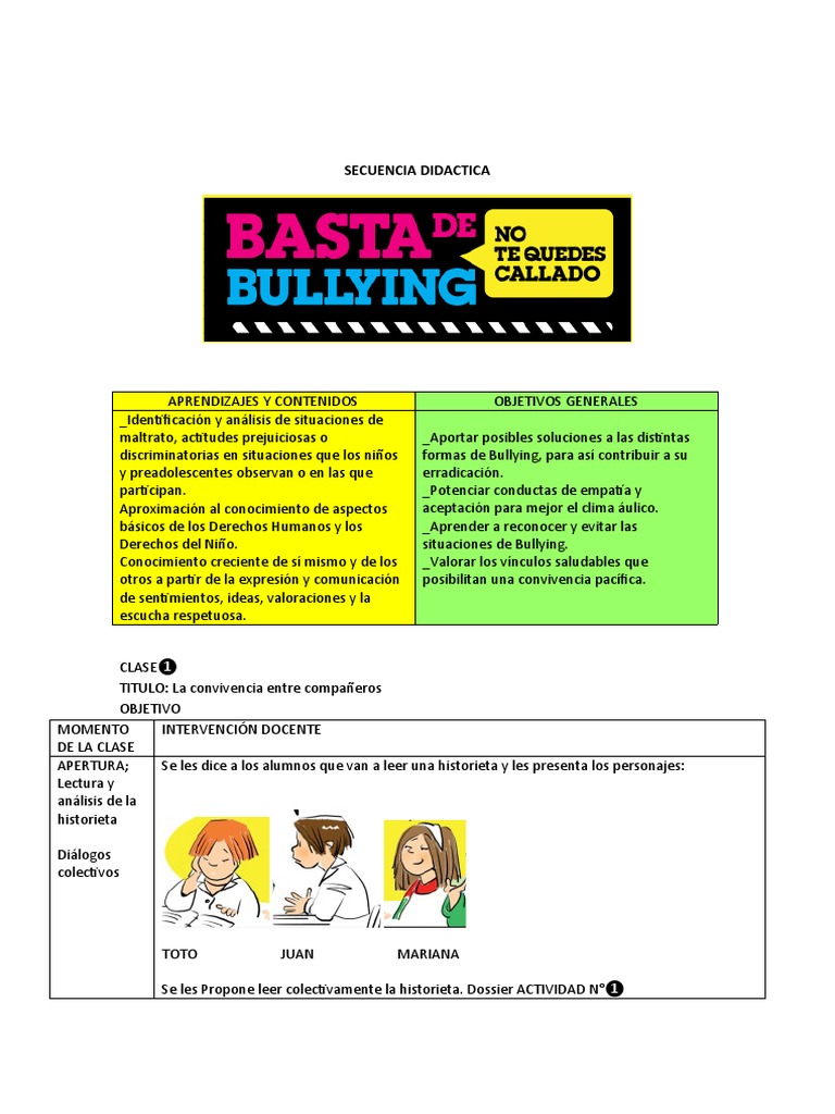 Secuencia Didactica El Bullying en La Escuela | PDF | Evaluación