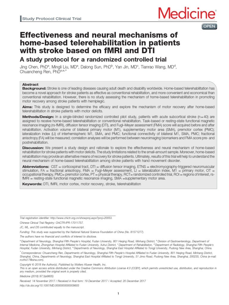Effectiveness and Neural Mechanisms of Home-Based | Download Free PDF | Physical Therapy ...