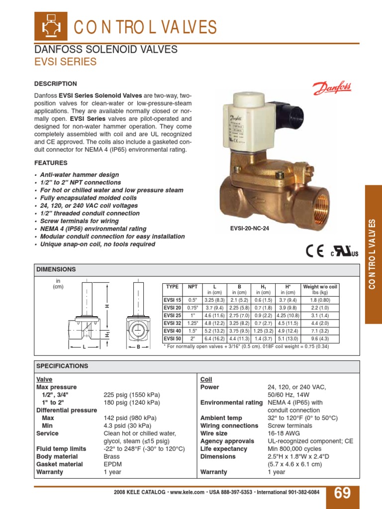 Valvula Solenoide Evsi Danfoss | PDF | Valve | Electrical Connector
