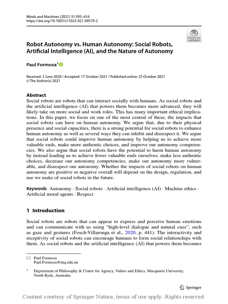 Robot Autonomy Vs Human Autonomy Social Robots Art | PDF | Autonomy ...