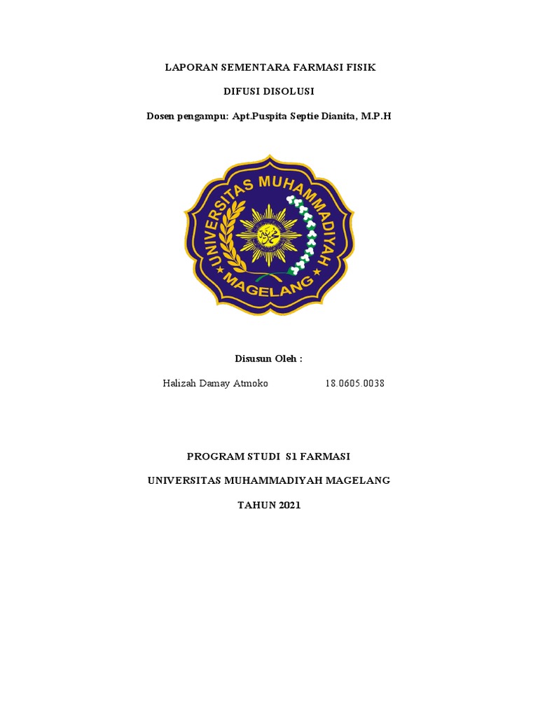 Laporam Akhir Difusi Disolusi | PDF