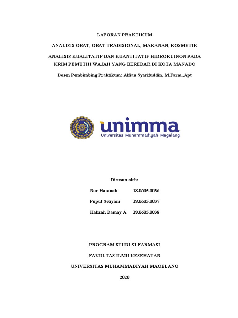 Laporan Aomk Hidrokuinon | PDF