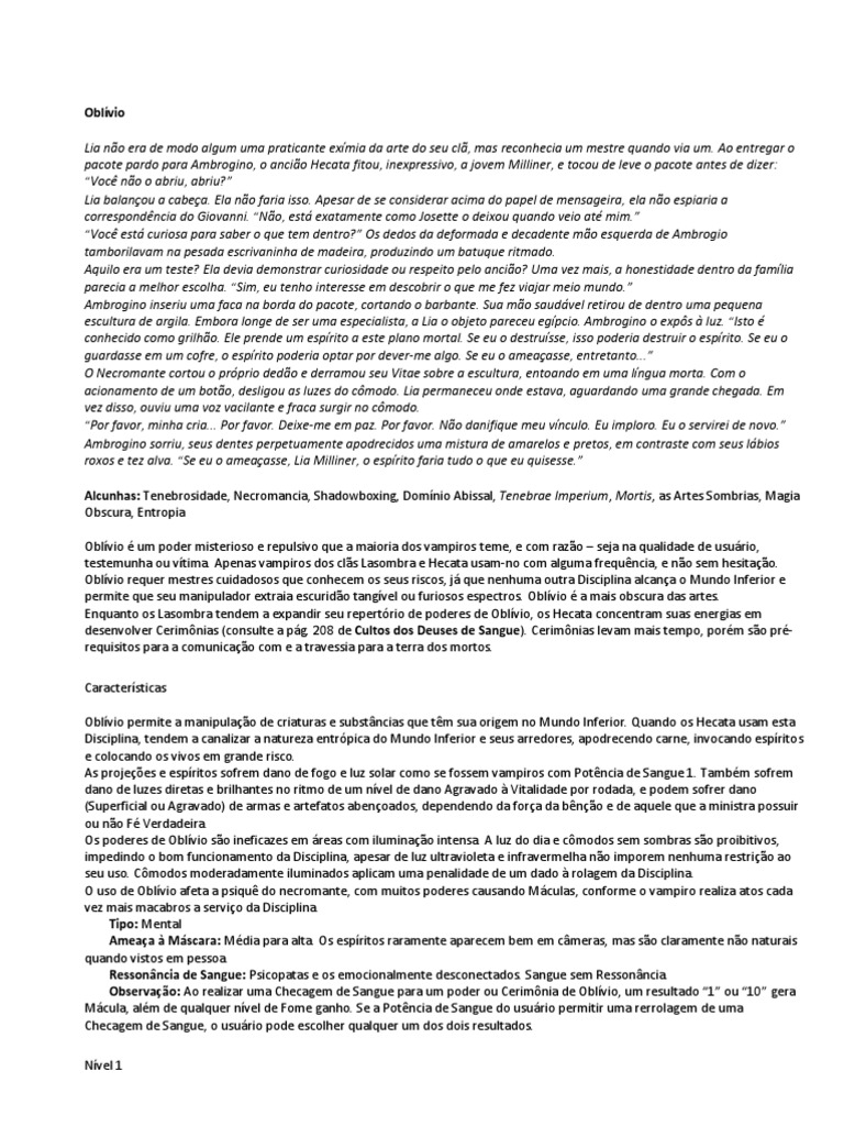 Poderes de Oblívio na Necromancia | PDF | Vampiros | Morte