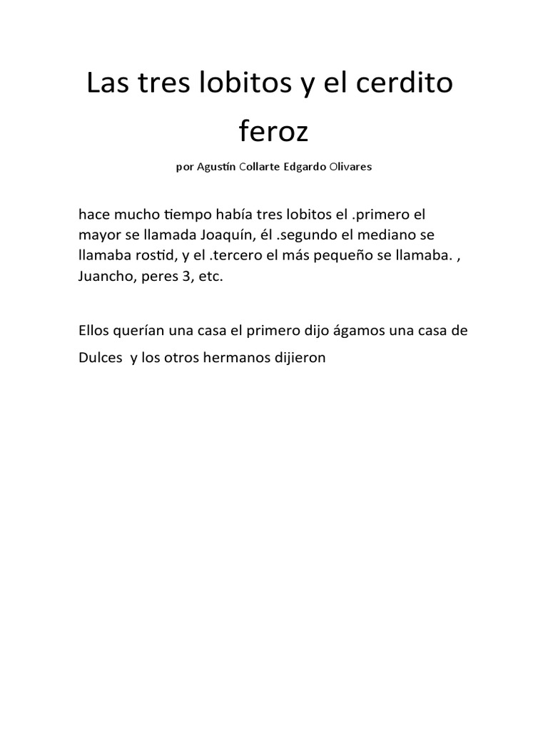 Las Tres Lobitos Y El Cerdito Pdf