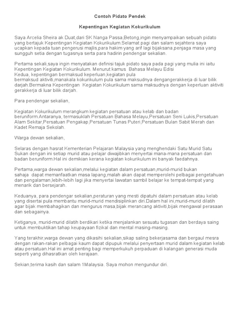 Contoh Pidato Pendek | PDF