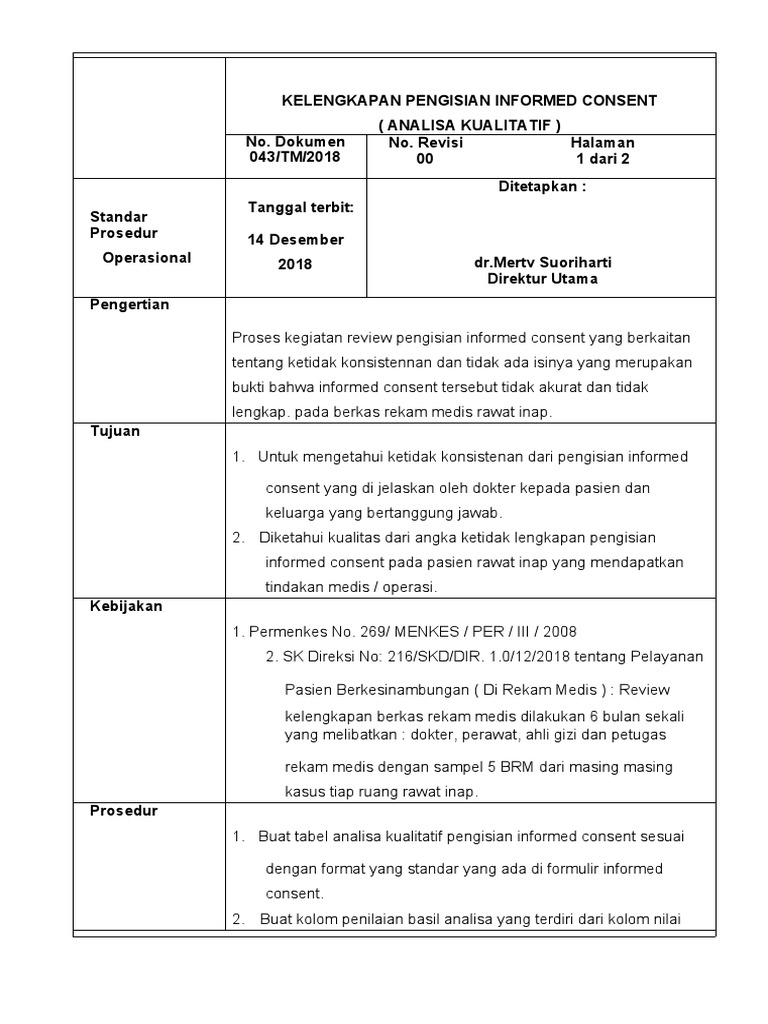 Spo Kelengkapan Pengisian Informed Concent | PDF