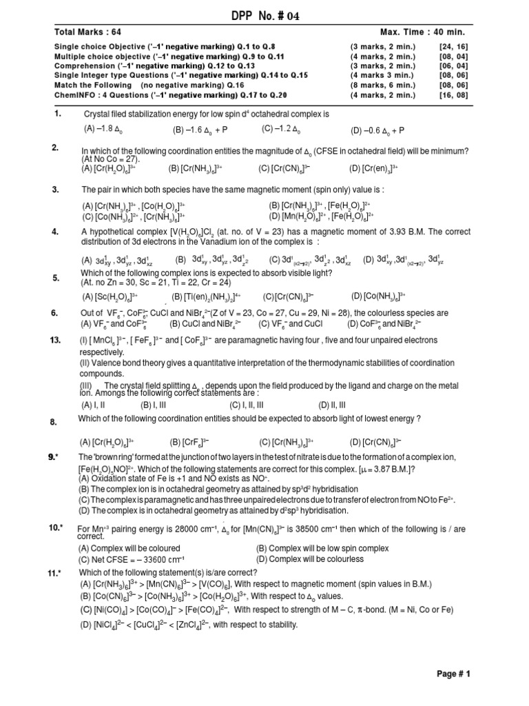 Cordination Compounds DPP 4 | PDF | Coordination Complex | Ligand