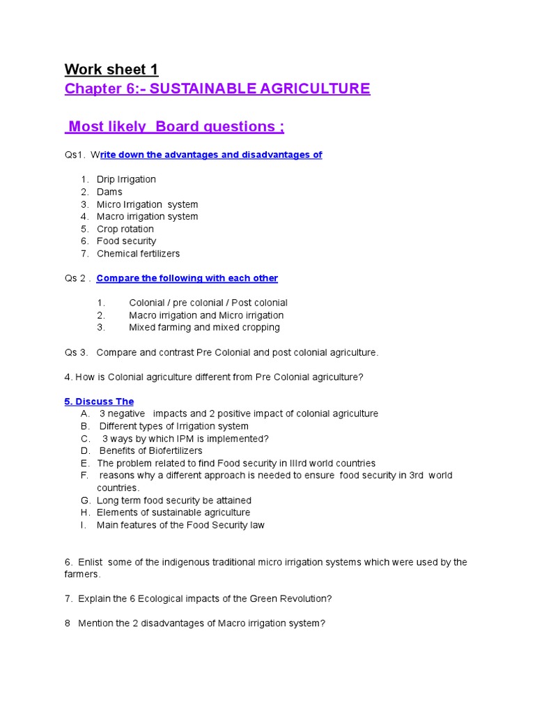 Sustainable Agriculture Q&A Guide | PDF | Agriculture | Food Security