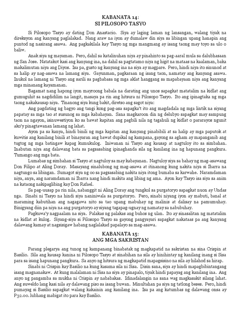 Kabanata 14: Si Pilosopo Tasyo | PDF