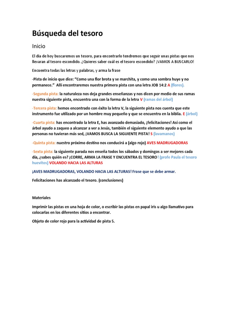 Búsqueda Del Tesoro | PDF