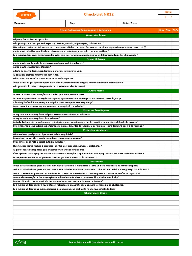 Checklist NR12 Rev0 | PDF | Máquinas