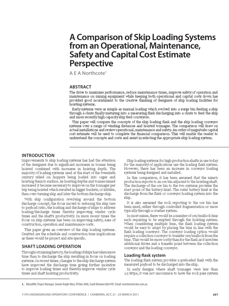 A Comparison of Skip Loading Systems | PDF | Belt (Mechanical) | Mining
