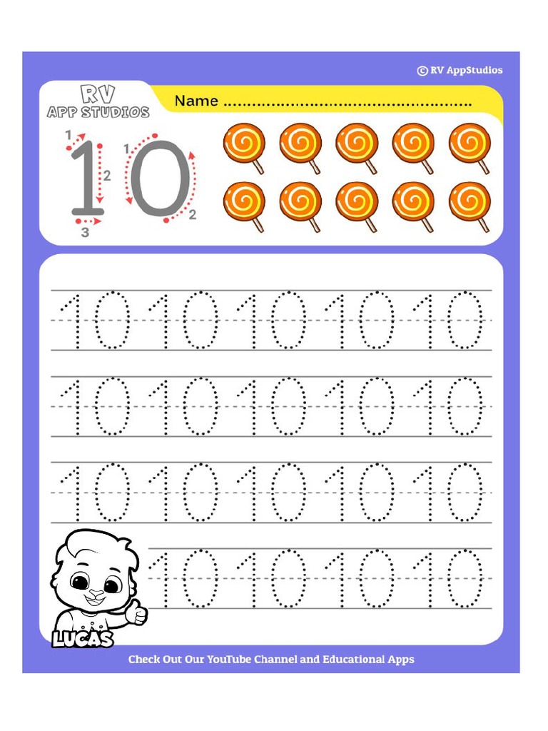 382 Free Printable Worksheets For Kids Number 10 Tracing Worksheets | PDF