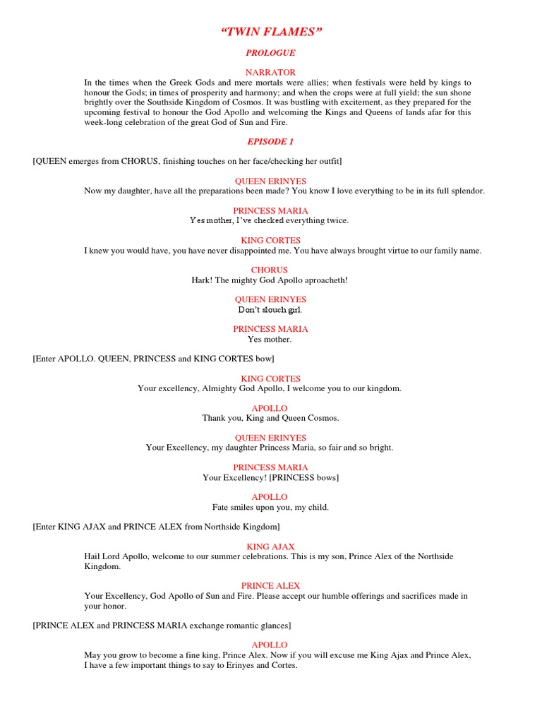 Script Twin Flames PDF | PDF | Apollo | Hades