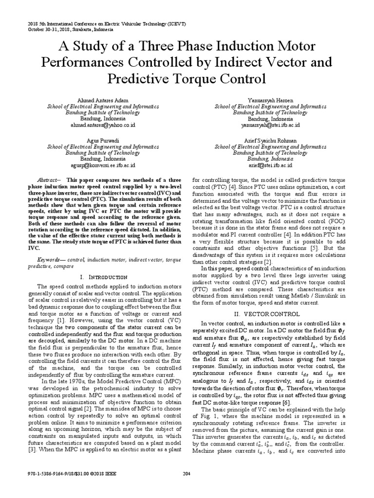 A Study of A Three Phase Induction Motor Performances Controlled by ...