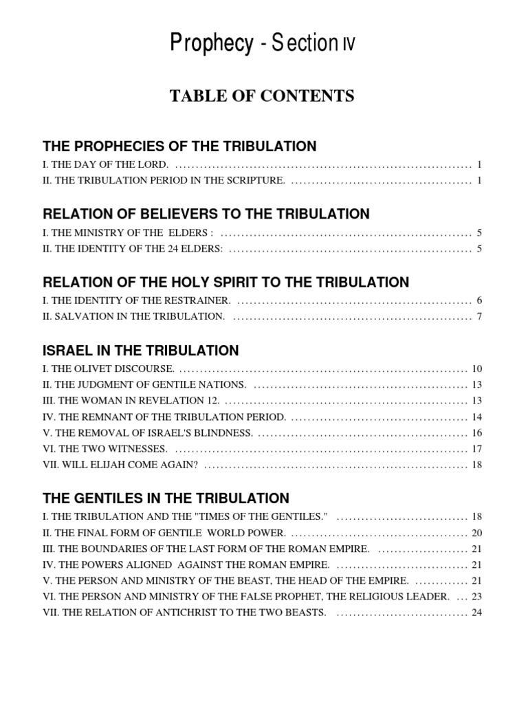 Prophecy Prophecy - Section: IV IV | PDF | Salvation | Great Tribulation