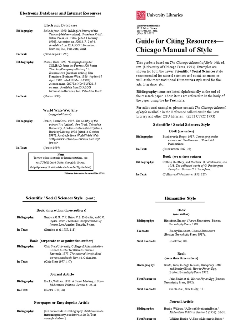 Chicago Manual of Style - Cites | PDF | Citation | University Of Chicago