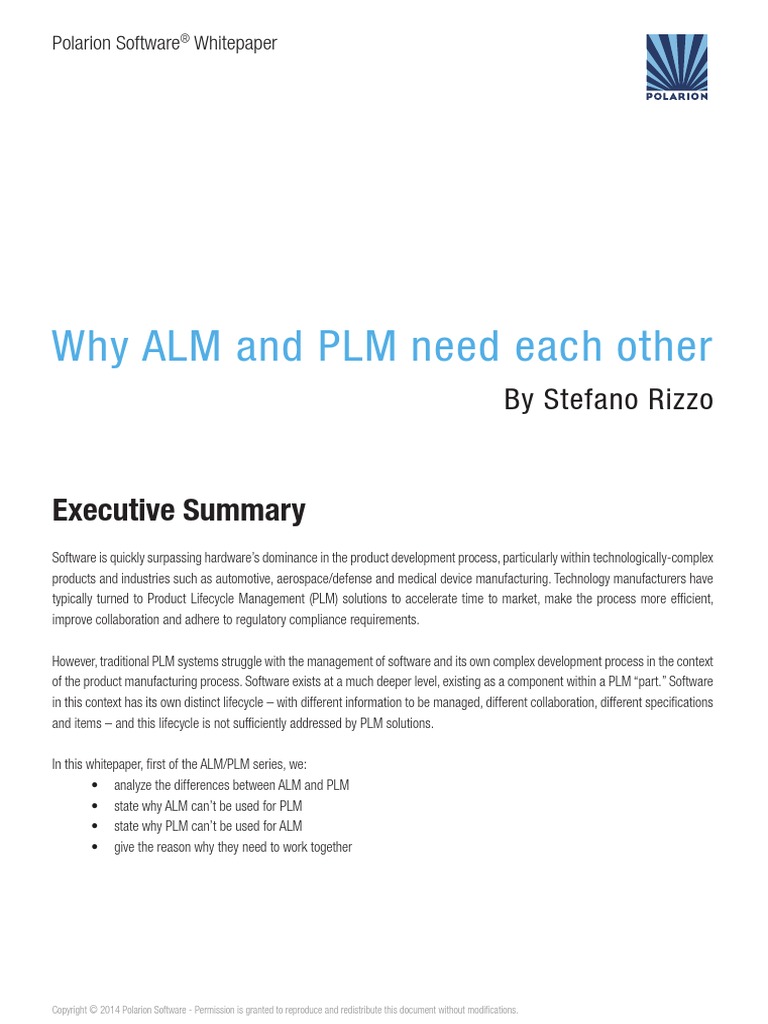 Why ALM and PLM Need Each Other Whitepaper | PDF | Product Lifecycle ...