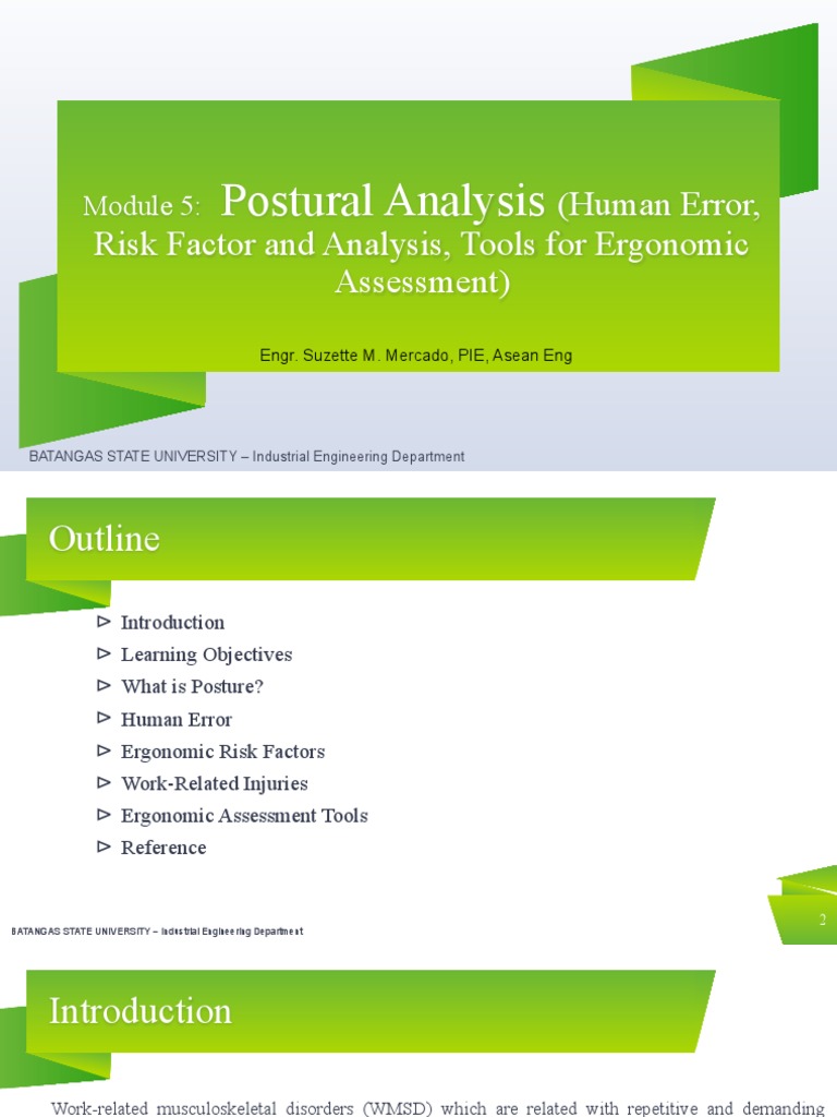 Postural Analysis & Ergonomic Tools | PDF | Human Factors And ...