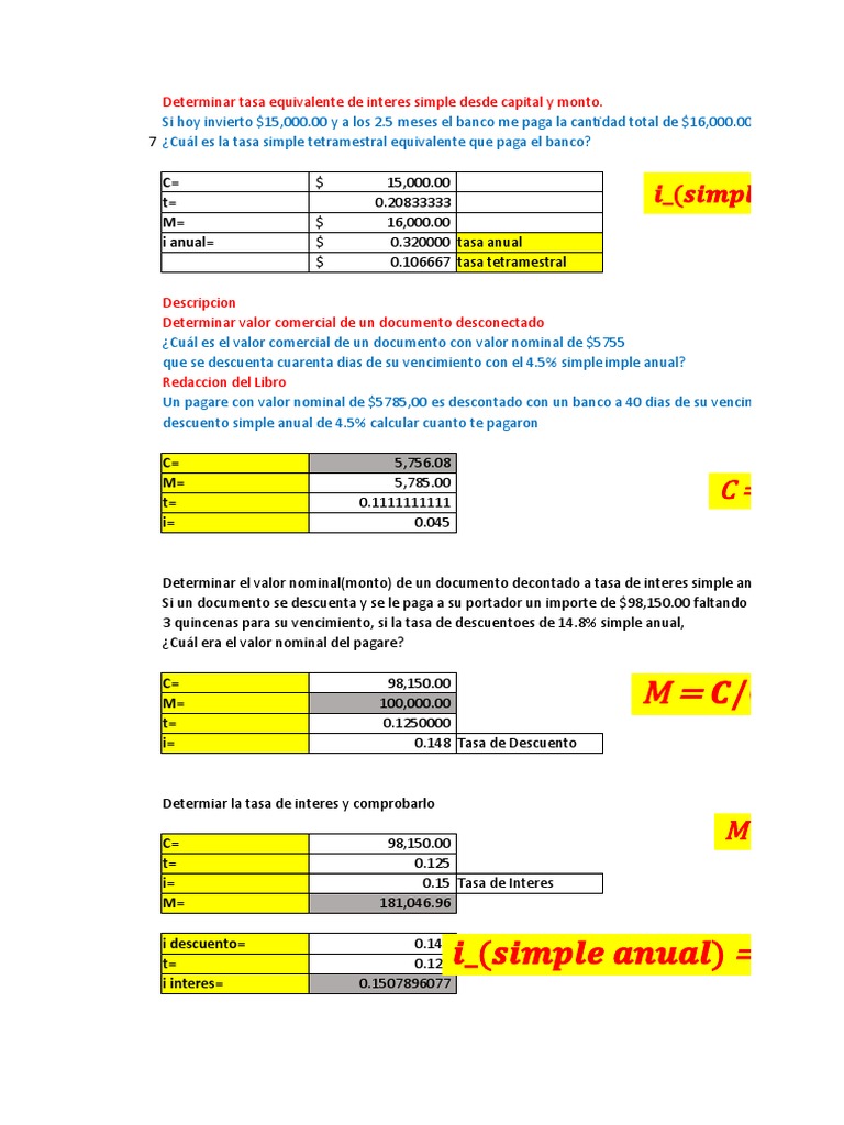 Descuento Simple | PDF | Interés | Economias