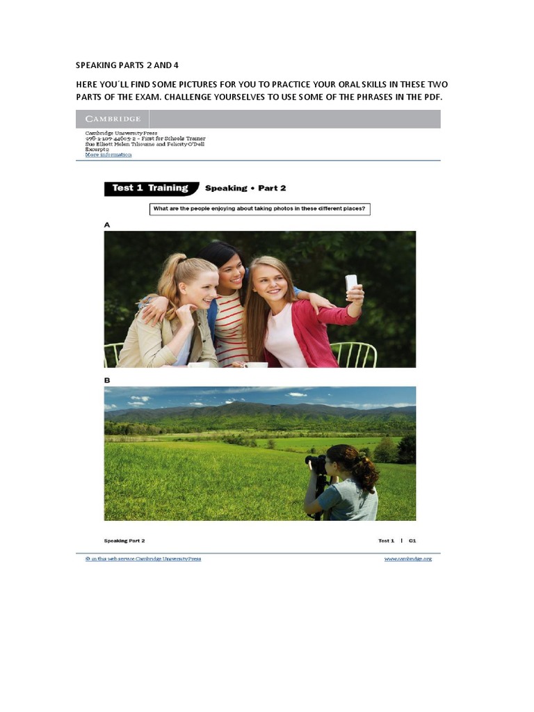 Speaking Parts 2 and 4 | PDF