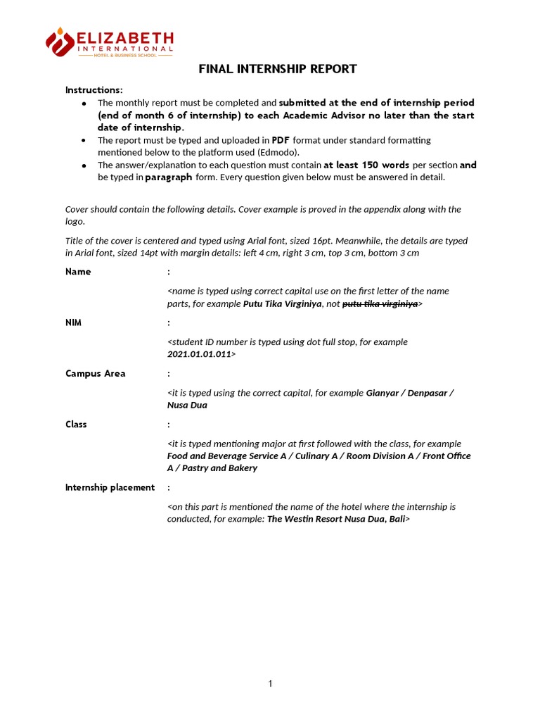 FIXED Panduan Penulisan - Final Internship Report 2021 Endra | Download Free PDF | Food And ...