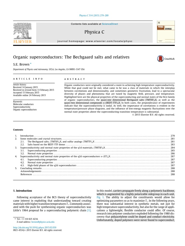 Organic Superconductors The Bechgaard Salts and Relatives 2015 Physica ...