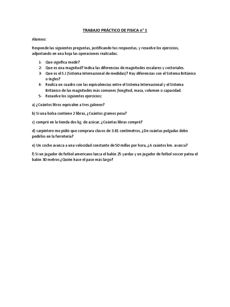 TRABAJO PRACTICO DE FISICA 3ra Materia | PDF | Fuerza | Velocidad