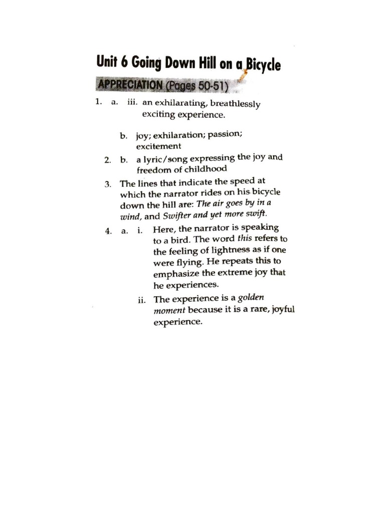 Going Down Hill On A Bicycle Notes | PDF