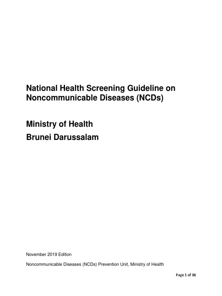 MOH - National Health Screening Guideline On NCDs - 23 Jul 2020 | PDF ...
