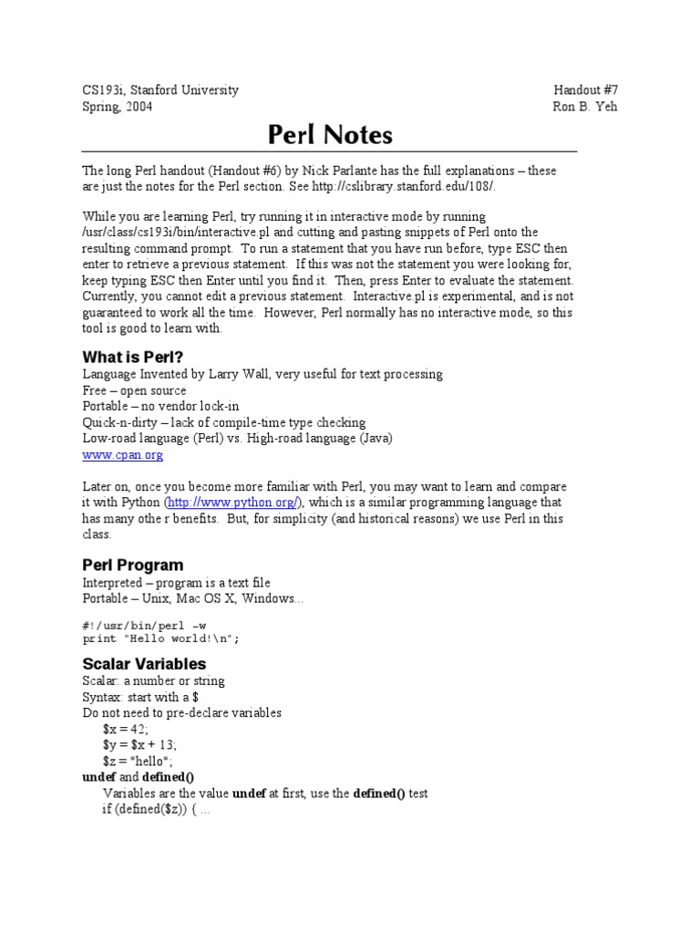 Perl Examples | Download Free PDF | Perl | Parameter (Computer Programming) Perl Examples | Download Free PDF | Perl | Parameter (Computer Programming)