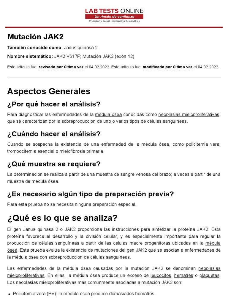Poliglobulia y mutación JAK2 negativa | PDF | Leucemia | Mutación